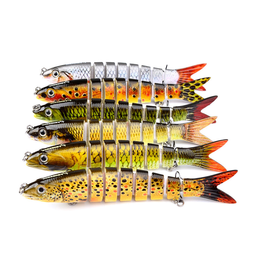 Pike Fishing Lures Artificial Multi Jointed Sections Hard Bait Trollin ...