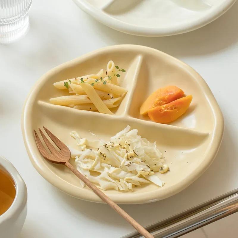 3-Compartment Ceramic Portion Control Plate for Healthy Eating – MRSLM