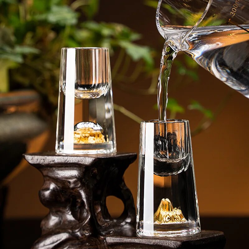 Luxury Crystal Glass Double Bottom Gold Foil Tea Cup – MRSLM