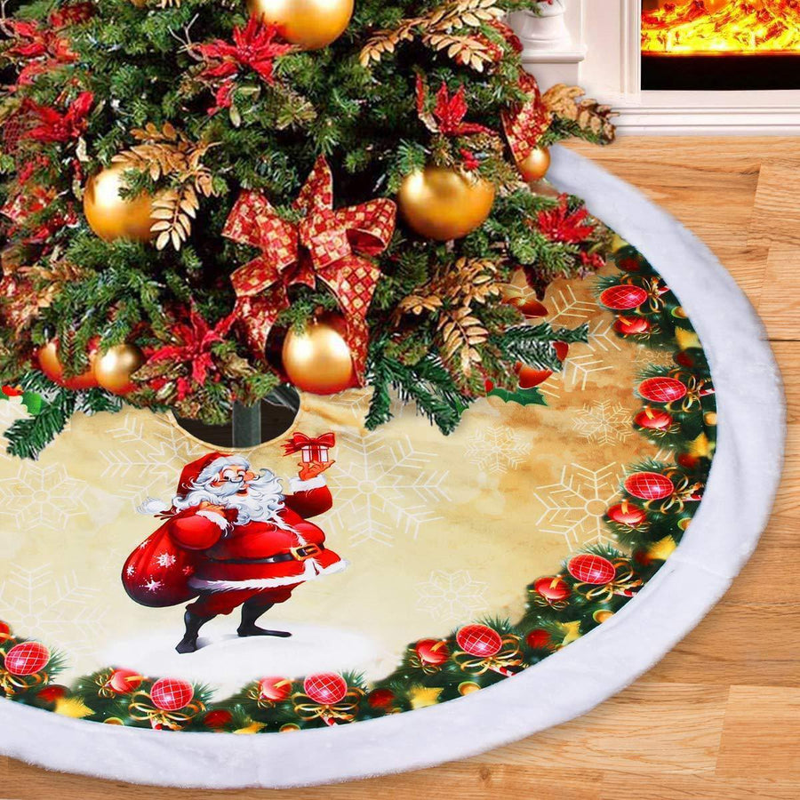Christmas Tree Bottom Decoration Tree Skirt 98cm Flannel Old Man Tree ...