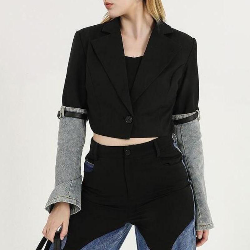 Chic Denim Patchwork Blazer – MRSLM