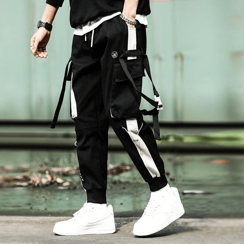 Boys' Drawstring Hip Hop Loose Stitching Contrast Color Casual Pants O ...