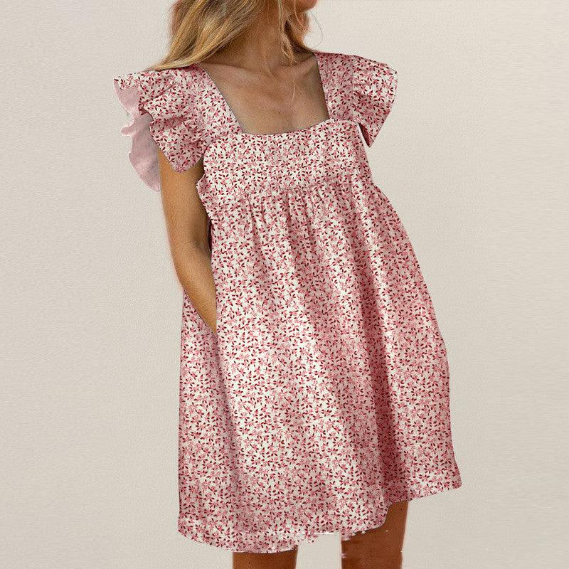 Flirty Ruffled Mini Dress with Square Neckline – MRSLM